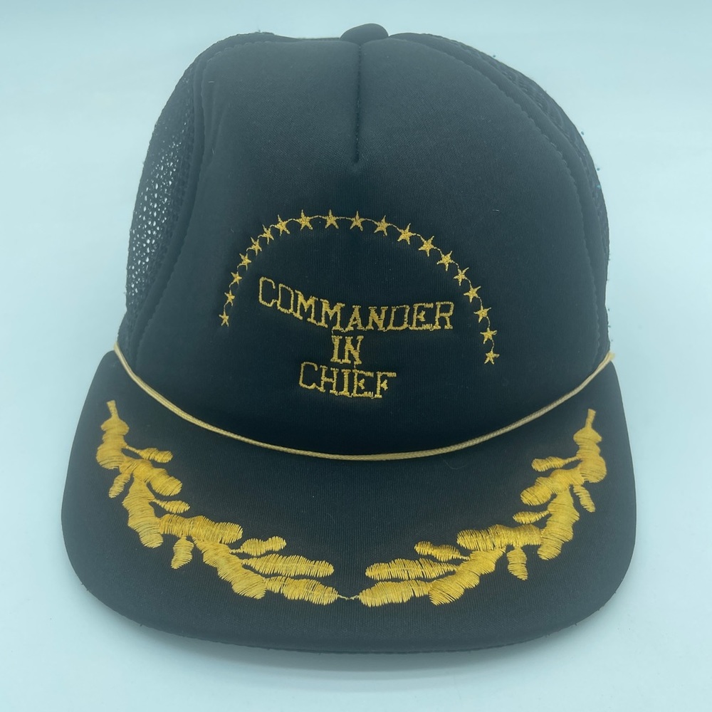 Rare Black Vintage Commander In Chief Gold Leaf Mesh … - Gem